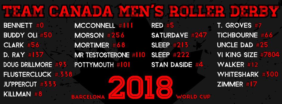 2018 Roster – Team Canada Men's Roller Derby